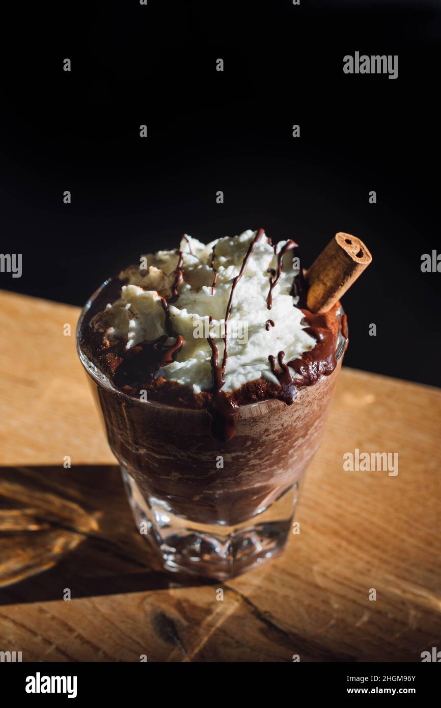 hot drinking chocolate topped with whipped cream, chocolate drizzle ...
