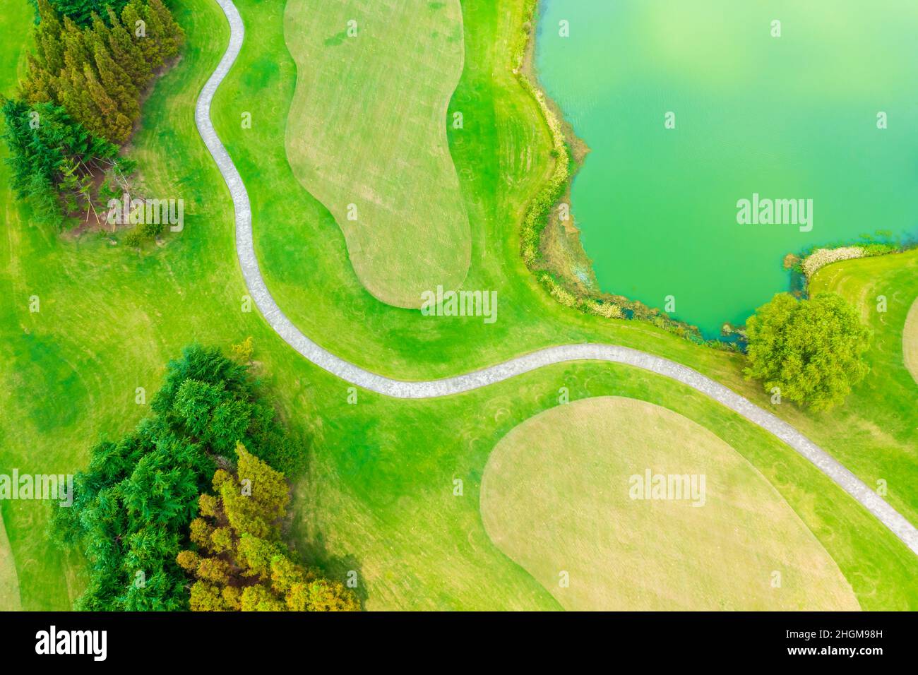 Aerial view of beautiful green golf course Stock Photo - Alamy