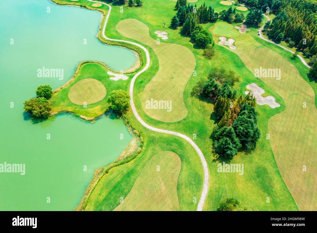 Aerial view of beautiful green golf course Stock Photo - Alamy