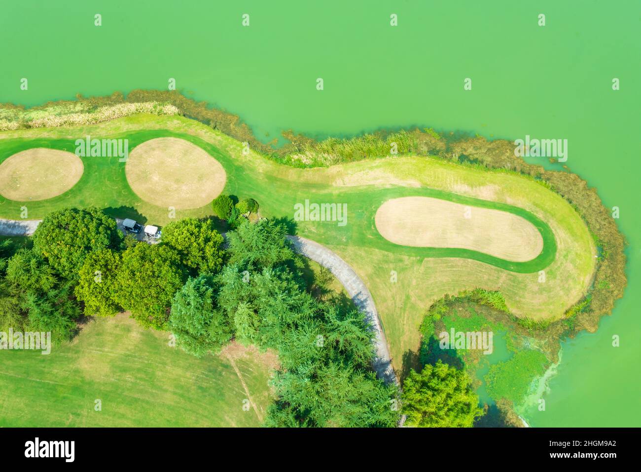 Aerial view of beautiful green golf course Stock Photo - Alamy