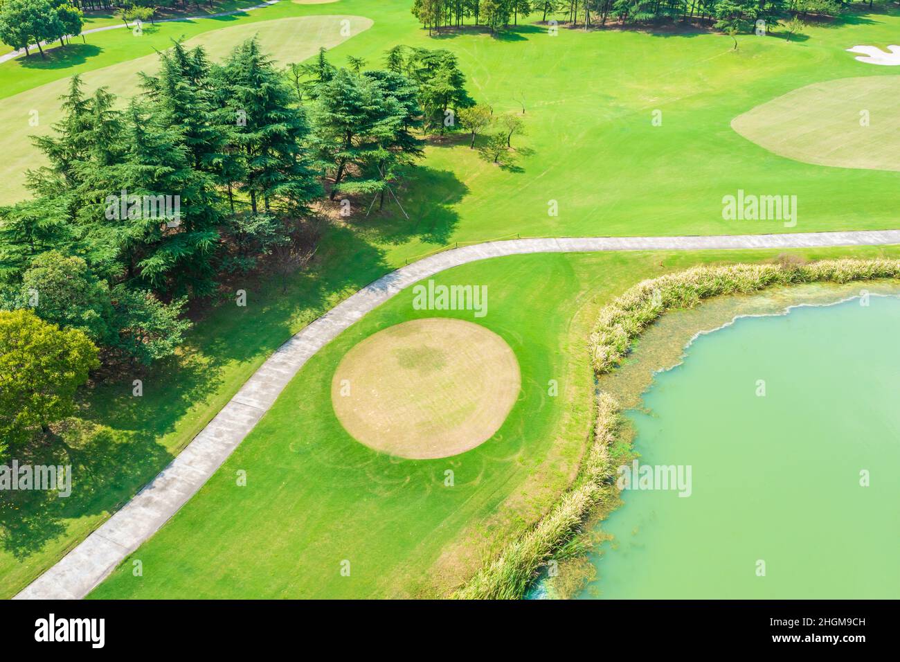 Aerial view of beautiful green golf course Stock Photo - Alamy