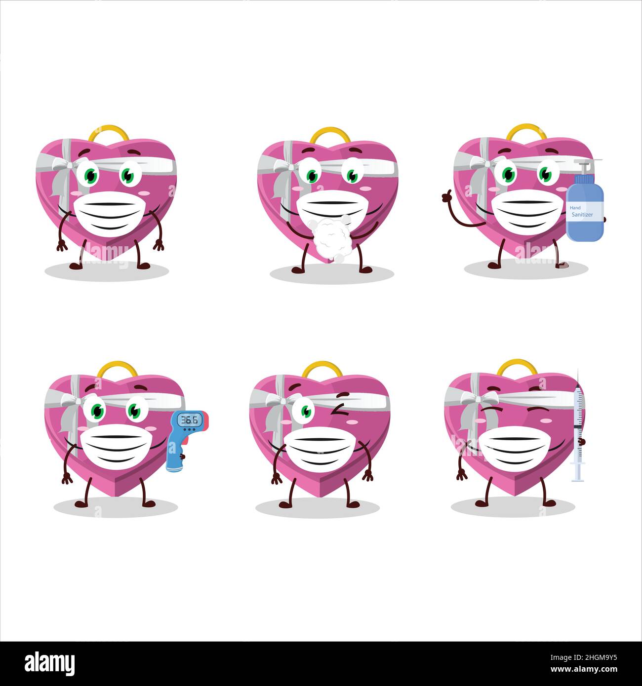 A picture of pink love gift box cartoon design style keep staying ...