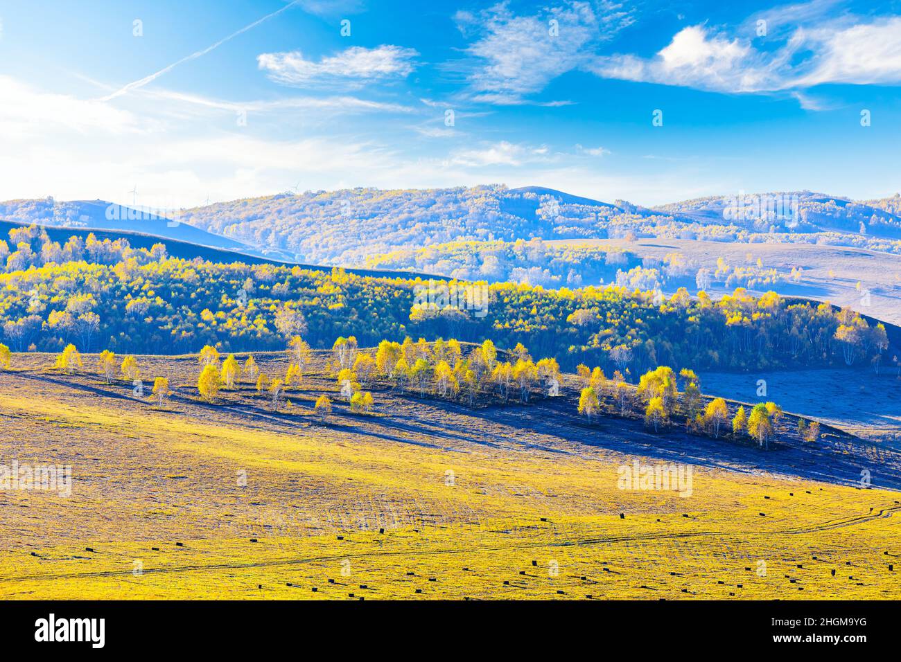 Beautiful mountain natural landscape in autumn,Ulan Butong grassland ...