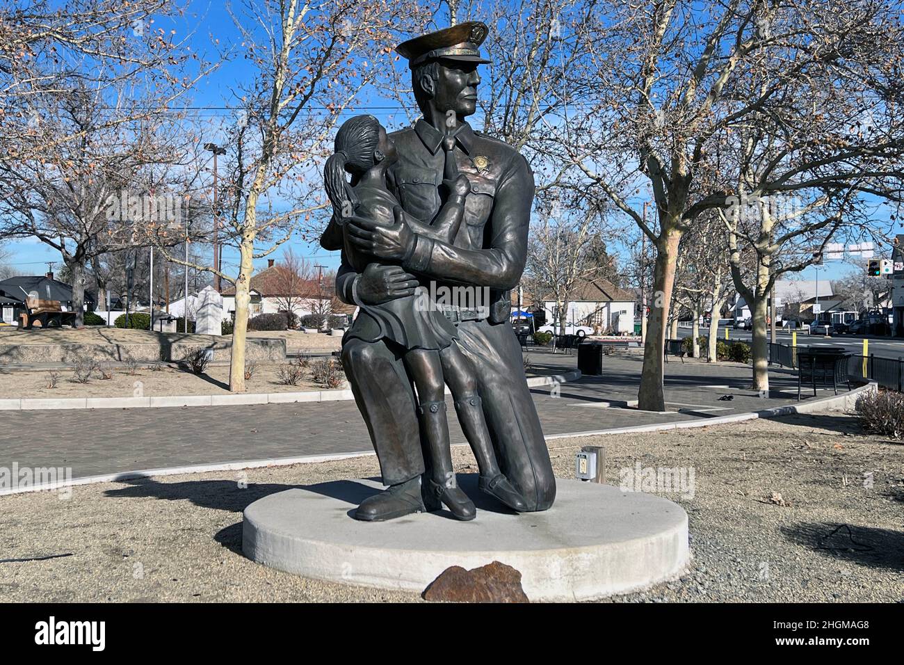 A police memorial statue at Sparks Veterans Memorial Park, Saturday ...