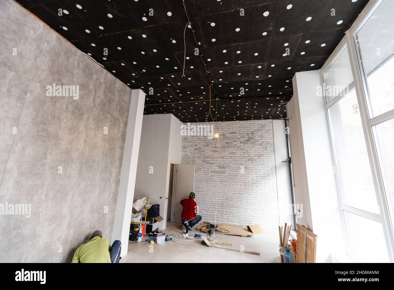 Interior of a house under construction. Renovation of an apartment ...