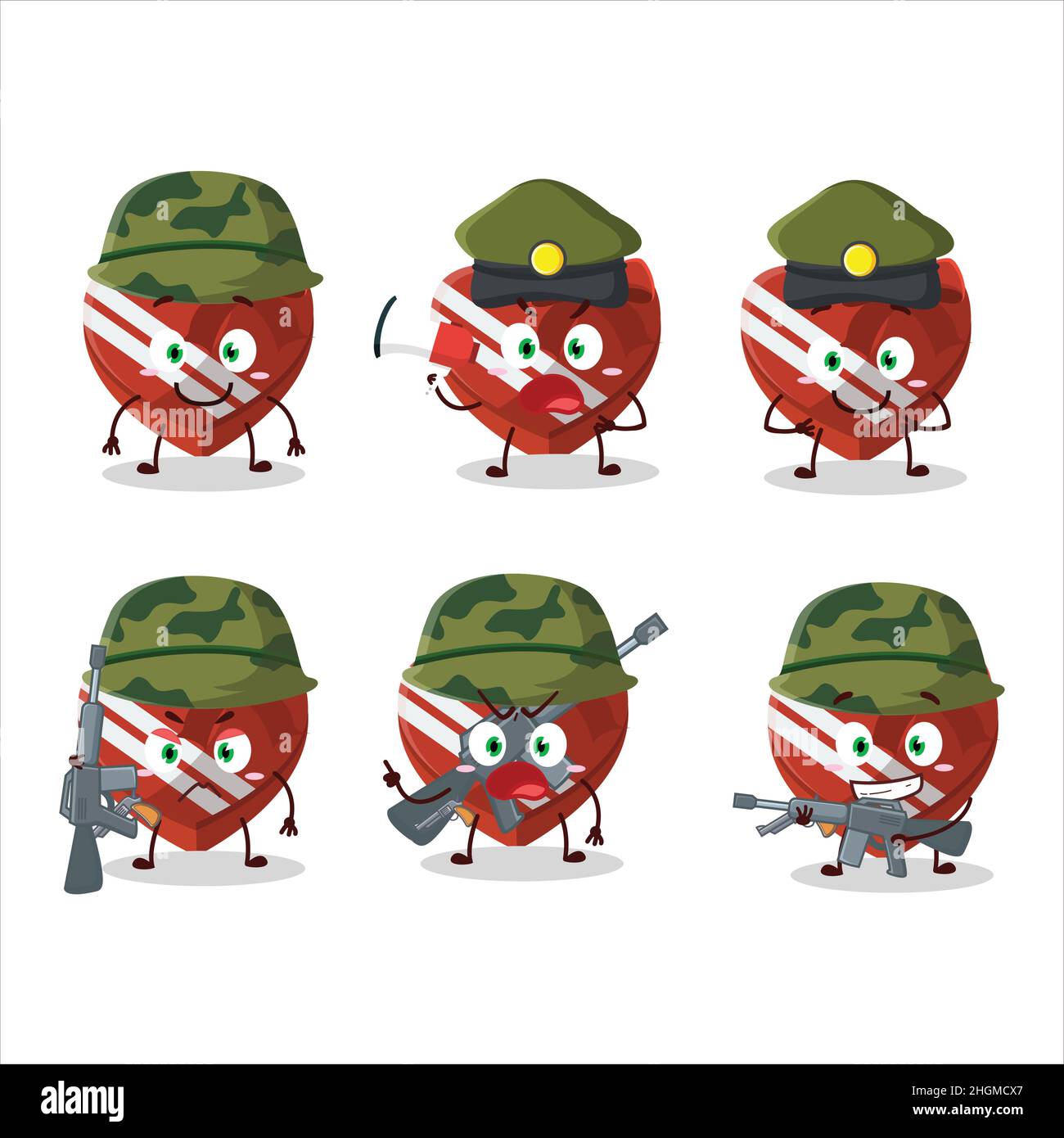 A charming soldier red love gift box cartoon picture bring a gun ...