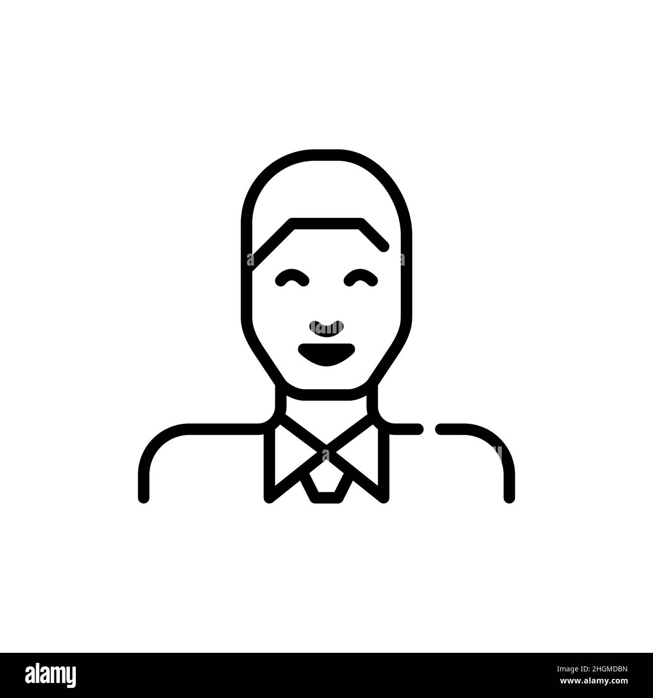 Professional young man in a shirt with a tie. Line art, editable stroke ...