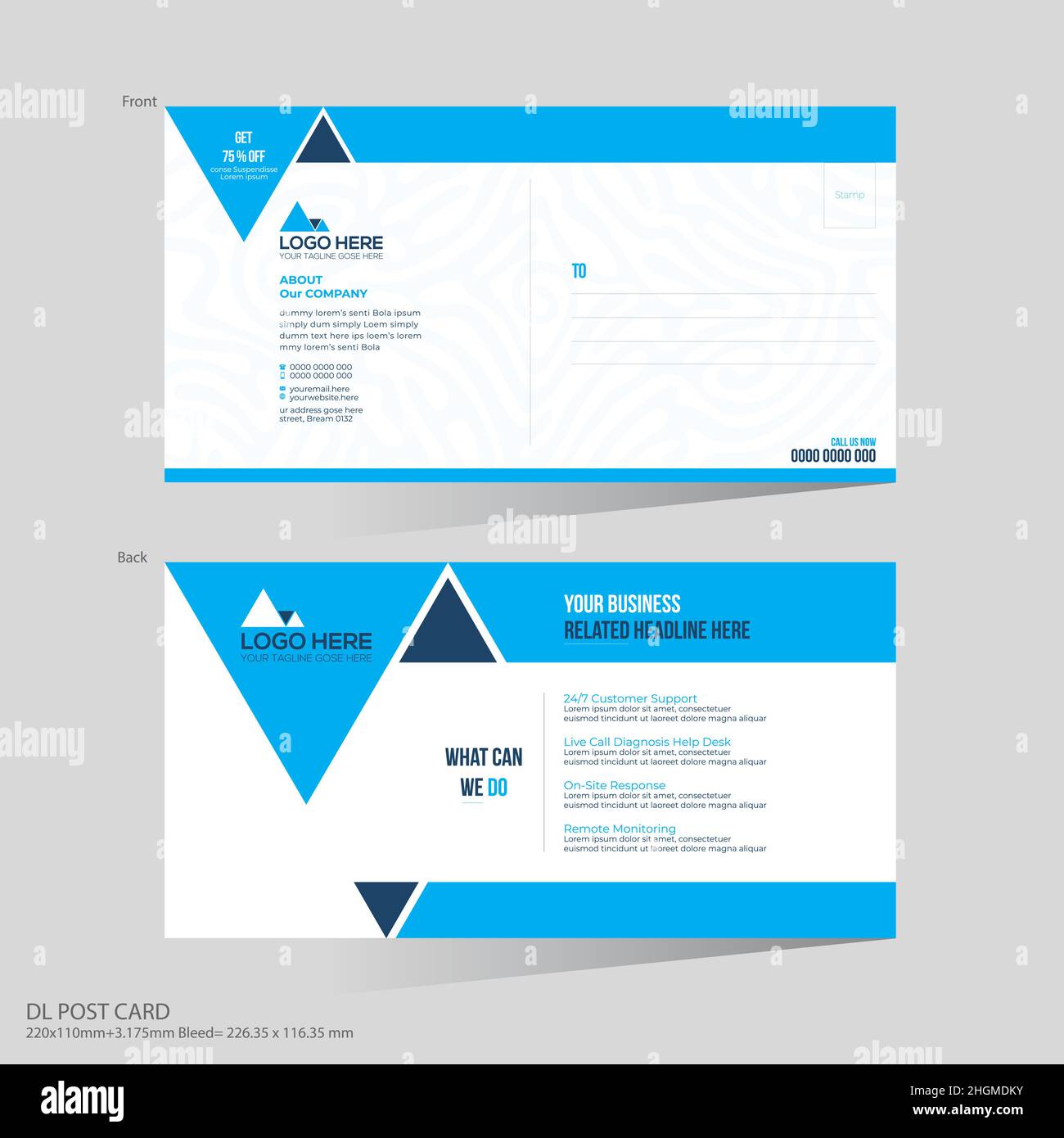 Cyan Colored Vector Postcard Design Stock Vector Image & Art - Alamy