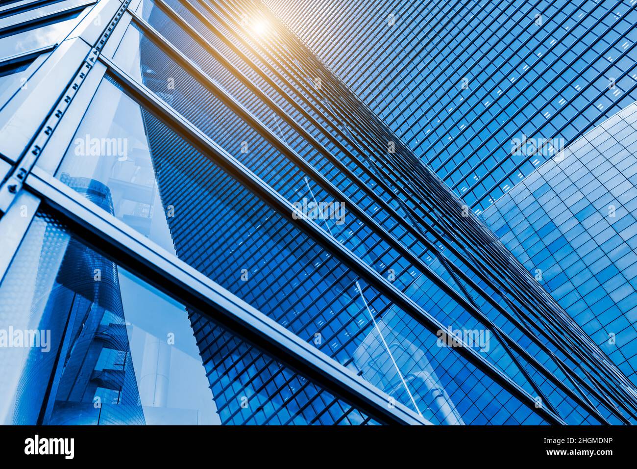 Exterior of glass office building. Transparent glass wall of office ...