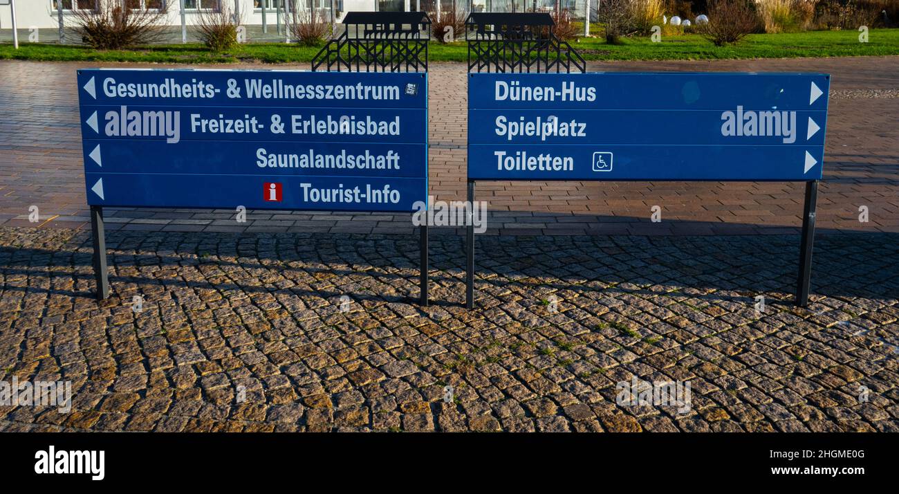Direction signs at the Beach of St Peter Ording in North Frisia - NORTH ...