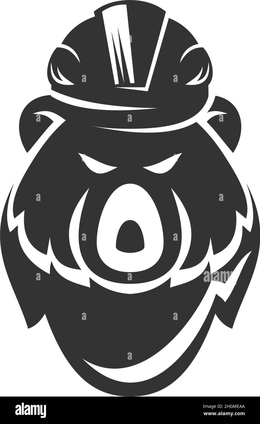 Bear Construction Worker Icon Illustration Brand Identity Stock Vector ...