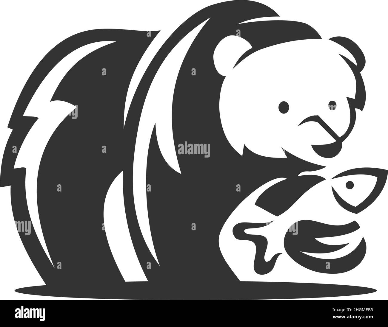 bear holding fish Icon Illustration Brand Identity Stock Vector Image ...