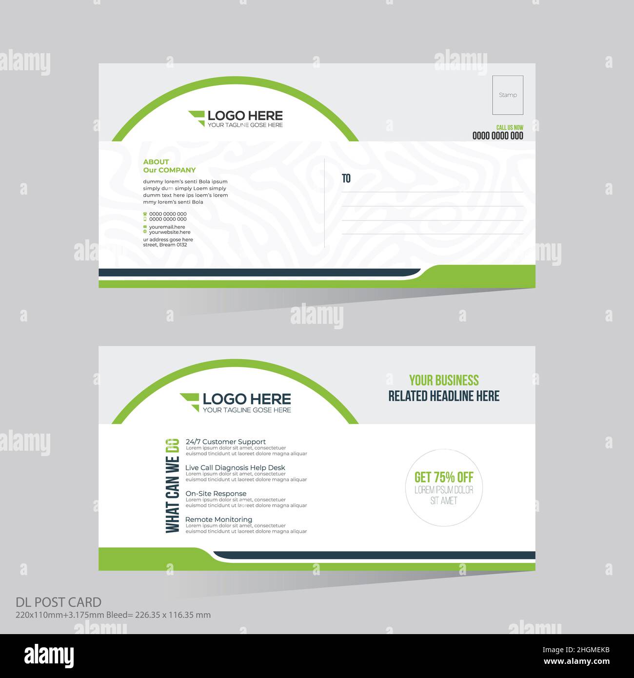 Green Colored Vector Postcard Design For Any Kind Of Use Stock Photo ...