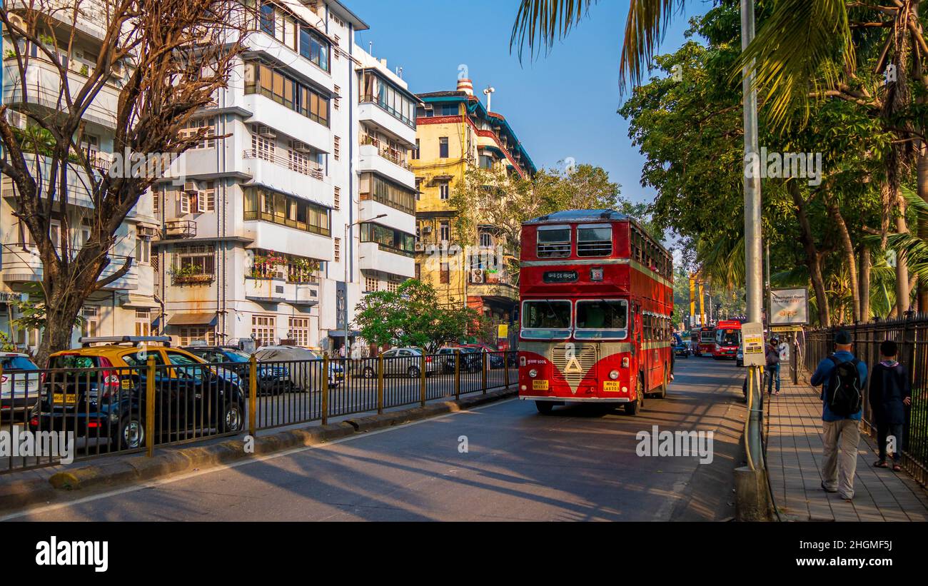 MUMBAI, INDIA - November 26, 2021 : Double decker BEST bus, local ...