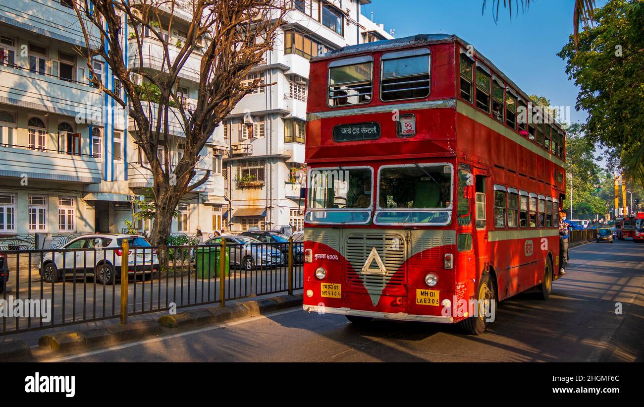 MUMBAI, INDIA - November 26, 2021 : Double decker BEST bus, local ...