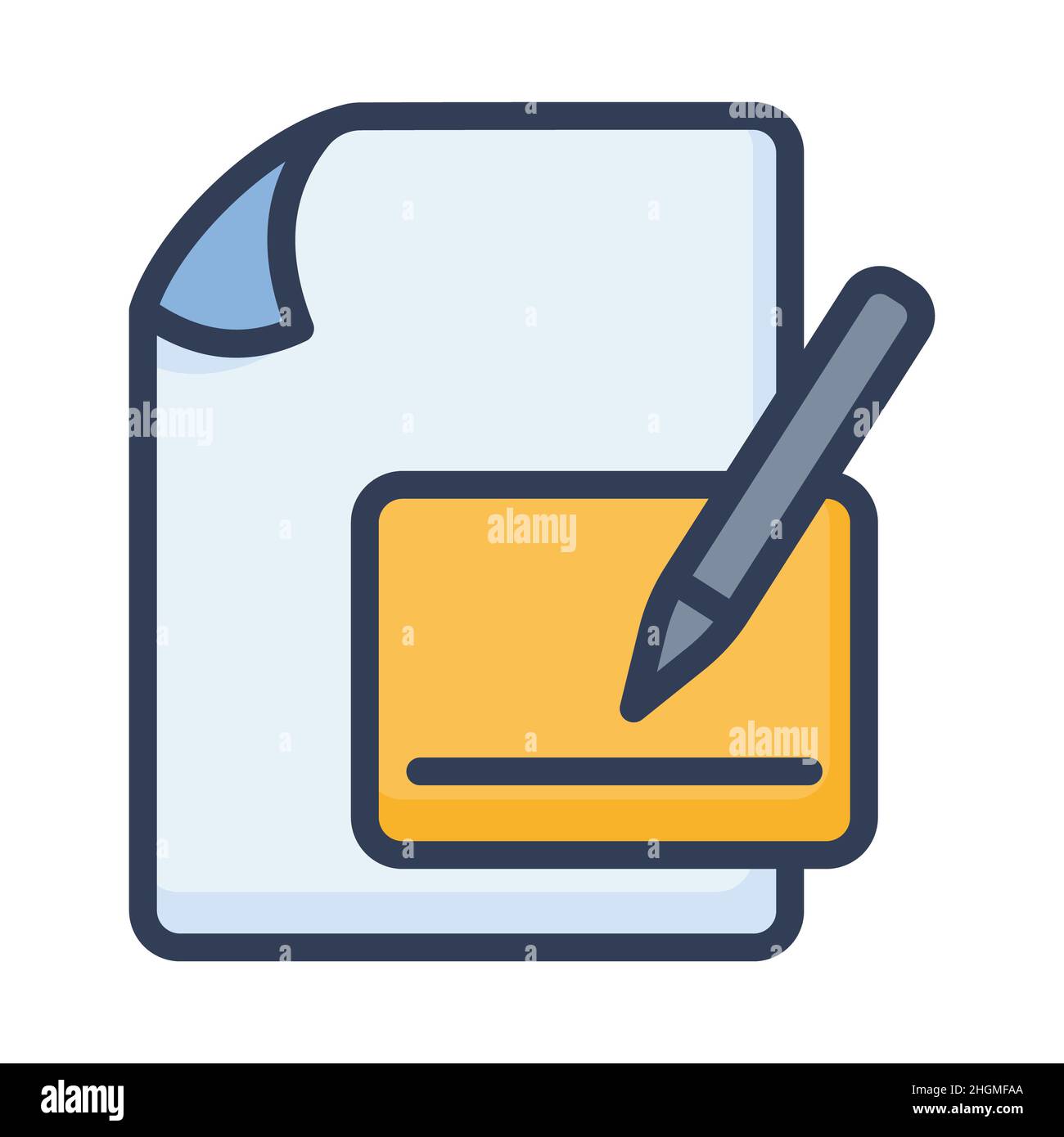write document file paper page letter single isolated icon with filled line style vector ...