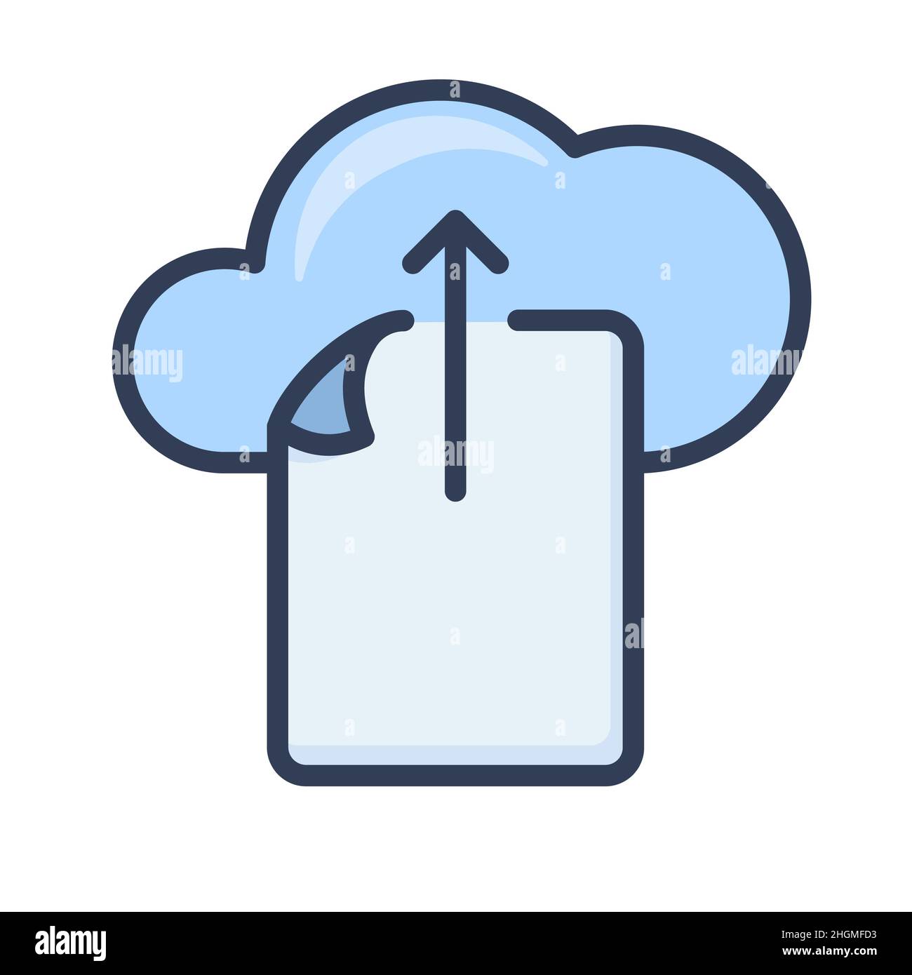 upload document file paper page cloud single isolated icon with filled line style vector ...