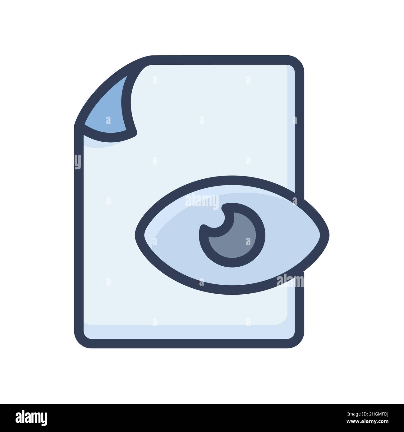 preview document file paper page view eye single isolated icon with filled line style vector ...