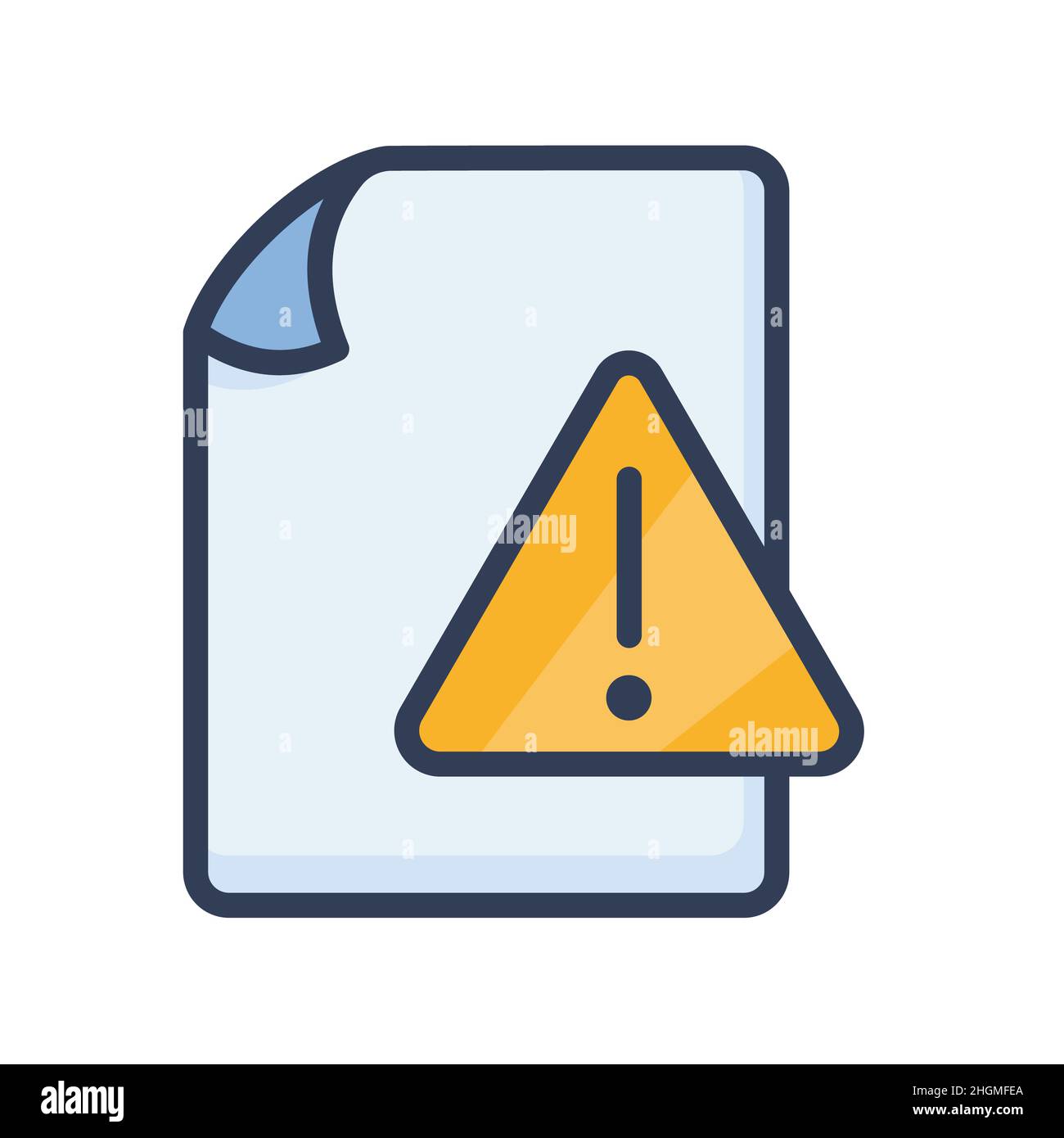 error document file paper page warning exclamation single isolated icon ...