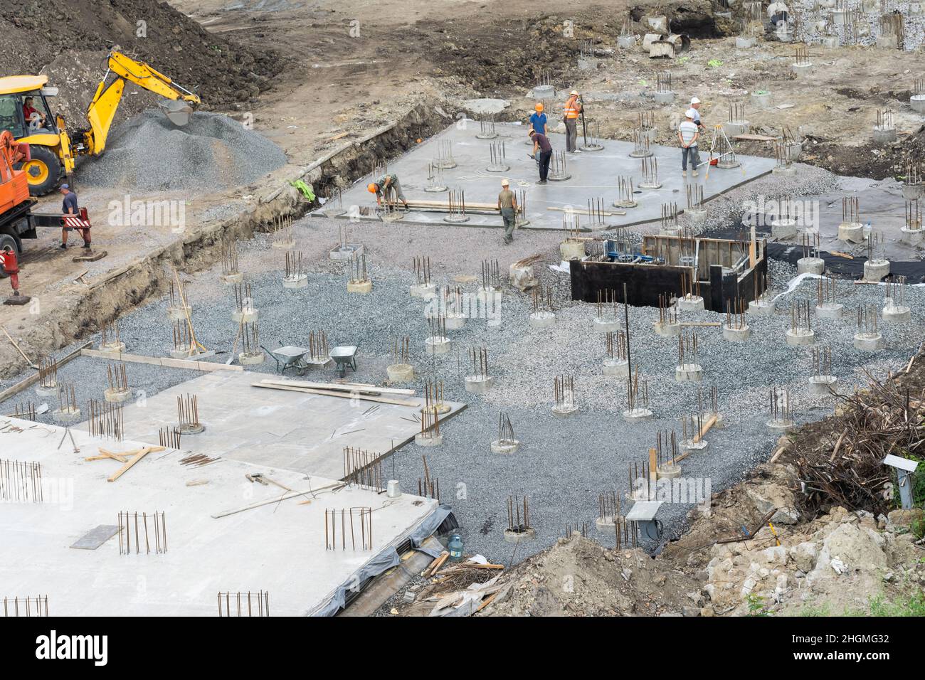 construction site, concrete pouring, piles Stock Photo - Alamy