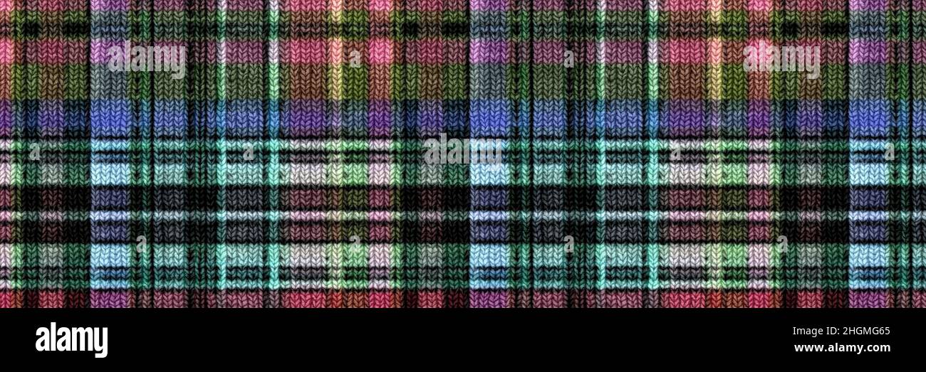 Classic winter tartan knit wool plaid seamless edging border. Retro ...