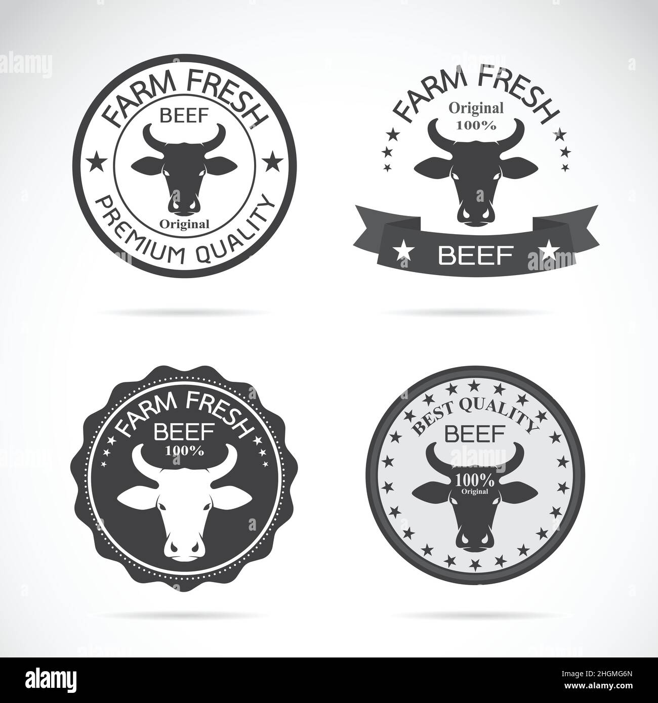 Set of vector cow label on white background. Easy editable layered ...