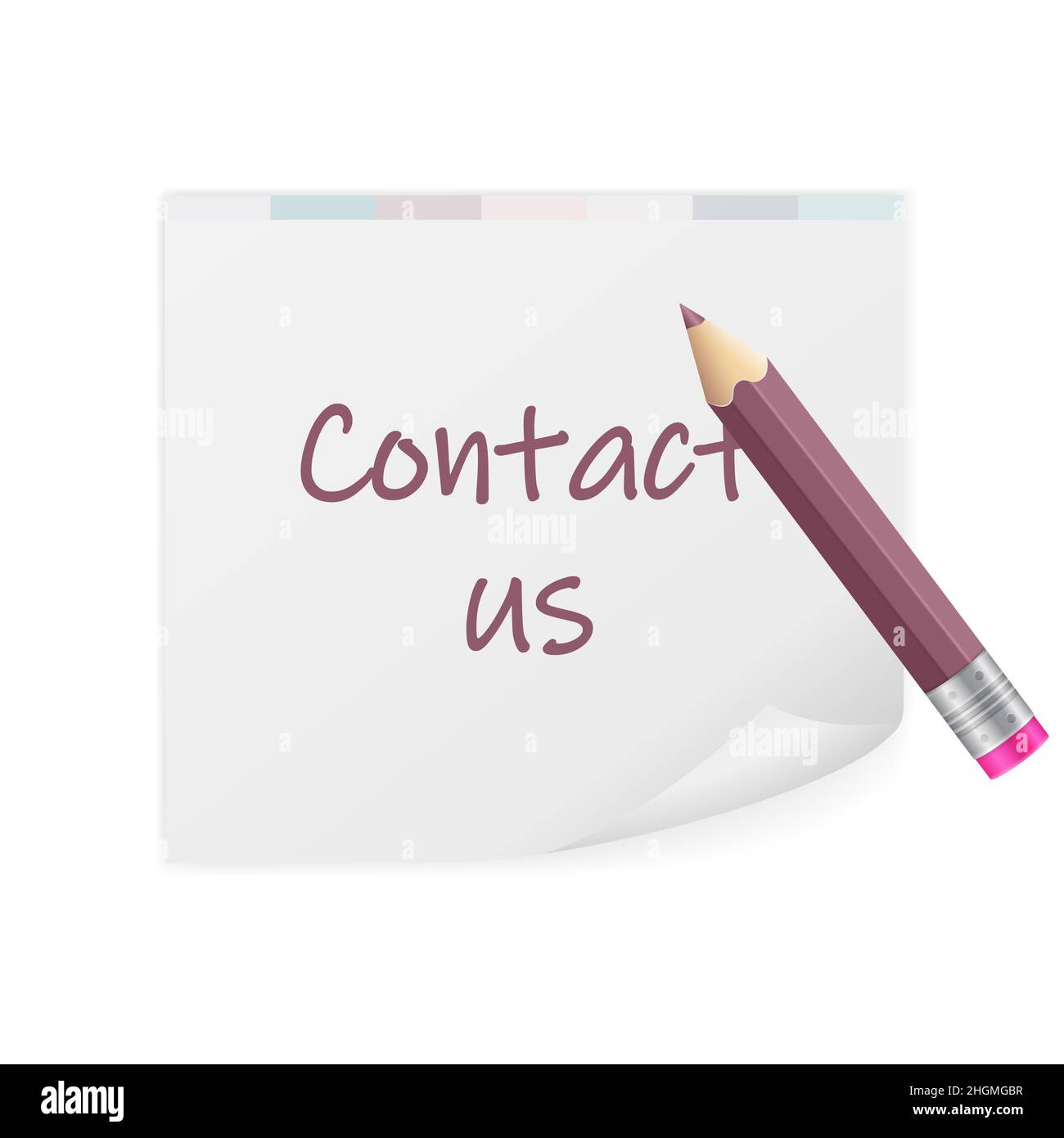 Notepad contact us text on a white background. Vector illustration ...