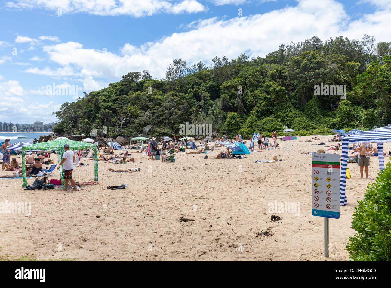 Shelly Beach in Manly Sydney Australia, people sunbathing and relaxing ...