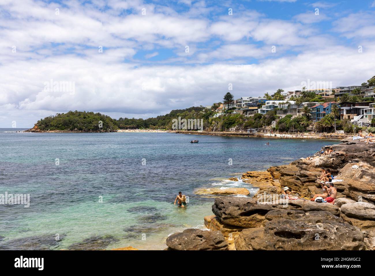 Shelly Beach near Manly in Sydney, NSW,Australia,with people swimming ...