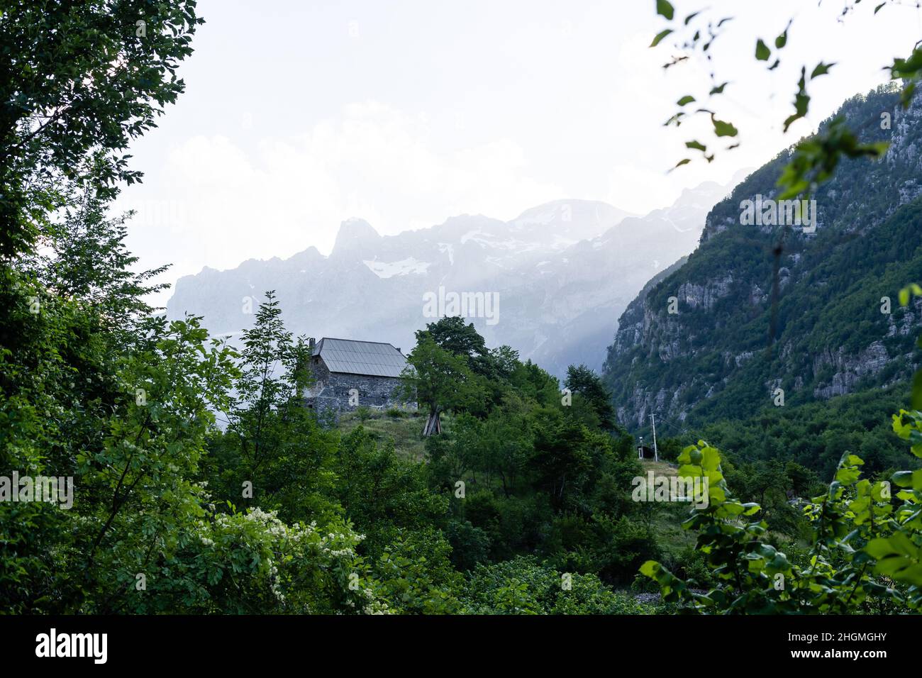 Mountain landscape in national park Theth in the Albanian alps Stock ...