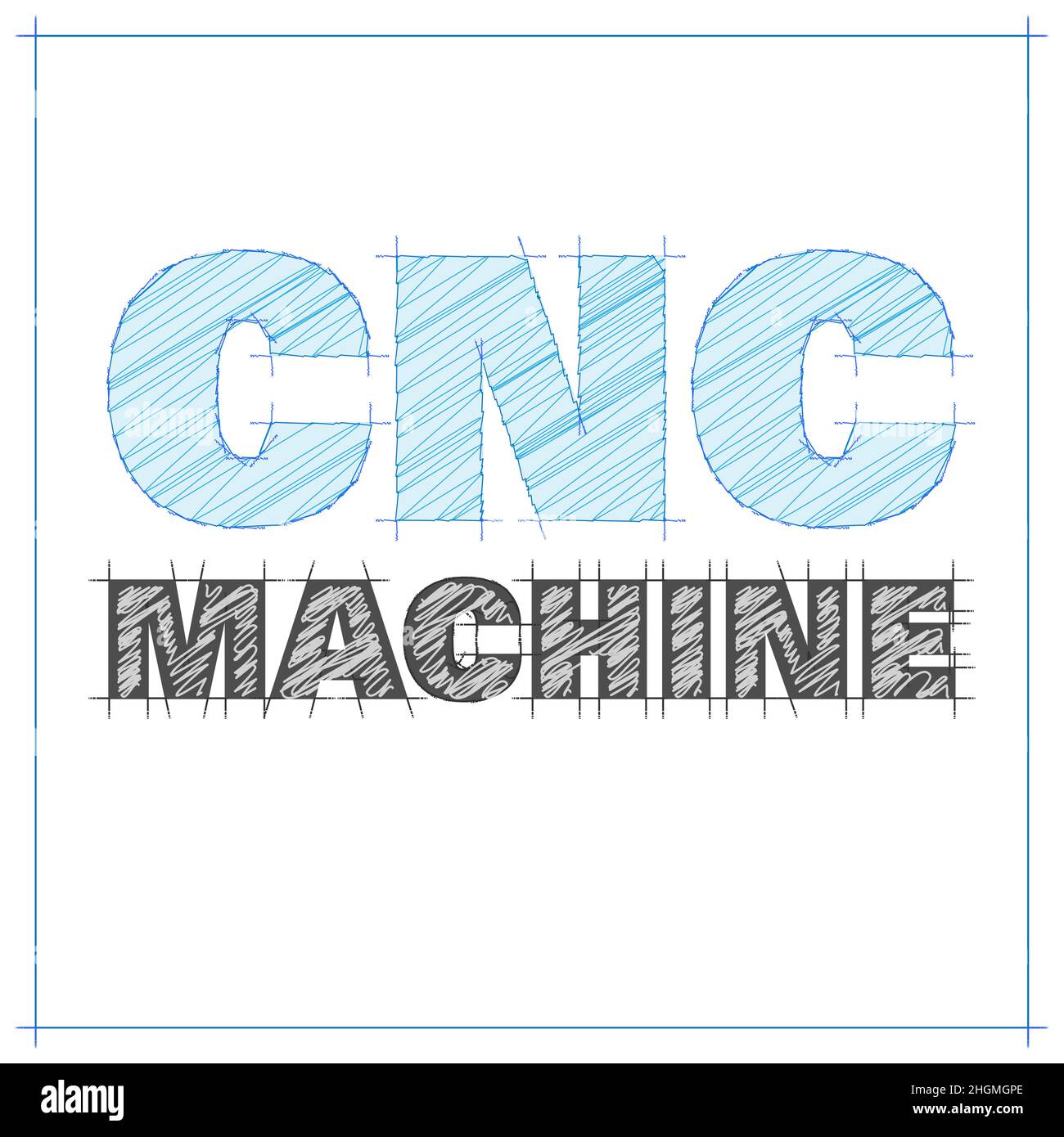 CNC Machine vector illustration in blueprint style Stock Vector Image ...