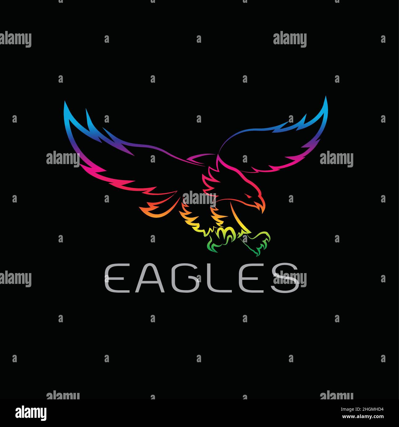Vector image of an eagles design on black background. Easy editable ...