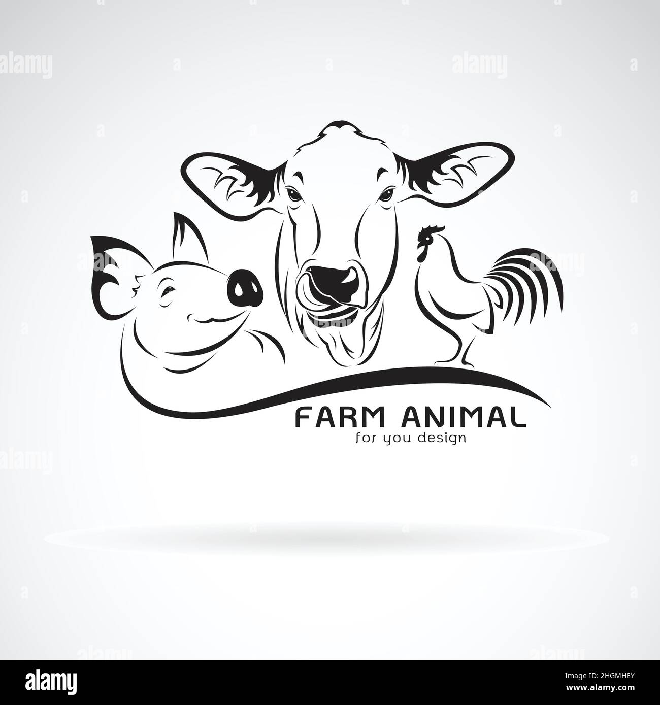 Vector group of animal farm label., Cow,pig,chicken. Logo Animal. Easy ...