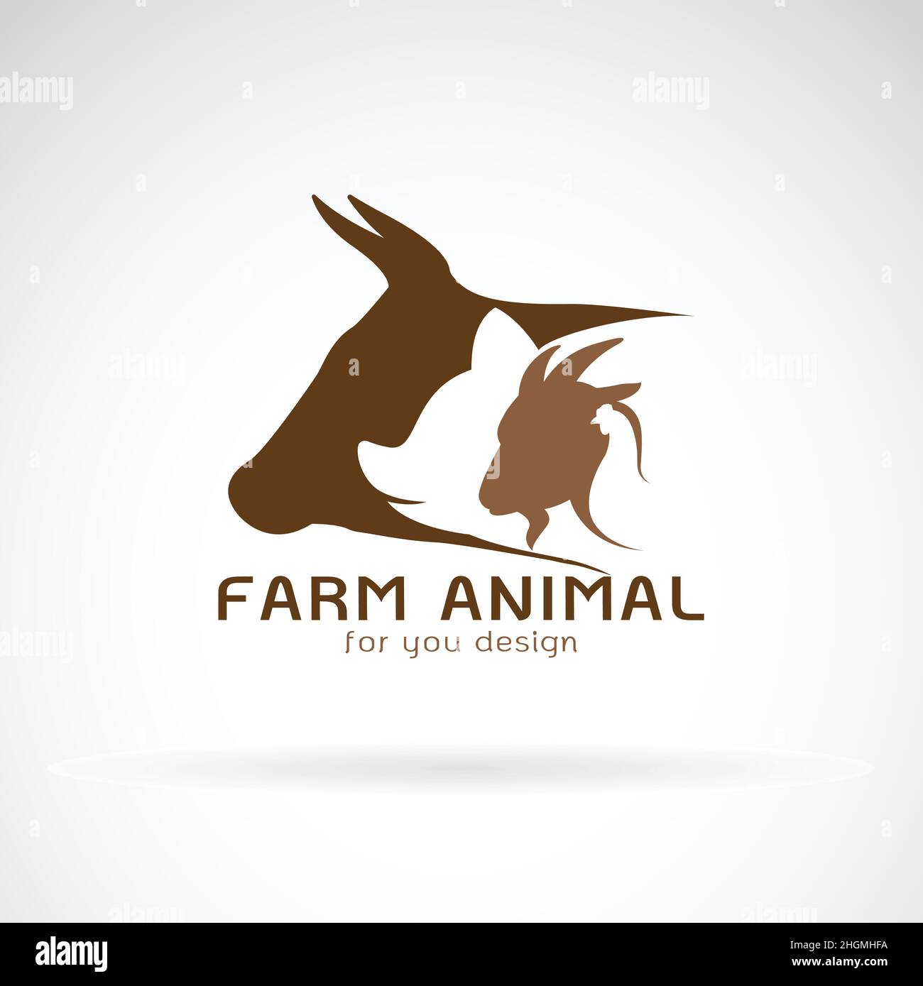 Vector group of animal farm label. Cow,pig,chicken,goat. Icon Animal ...