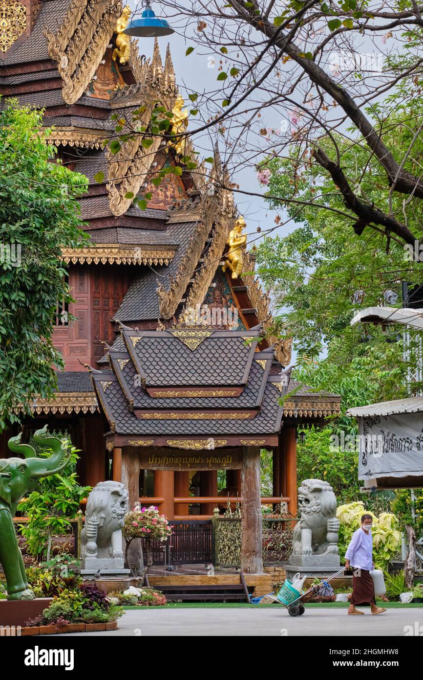 One of the ornate wooden pavilions at Wat Sanghathan, a well-known ...