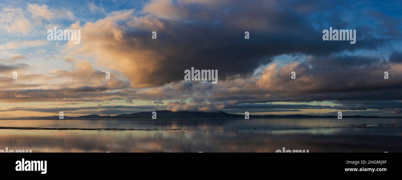 Epic sunset landscape image of Solway Firth viewed from Silloth during ...