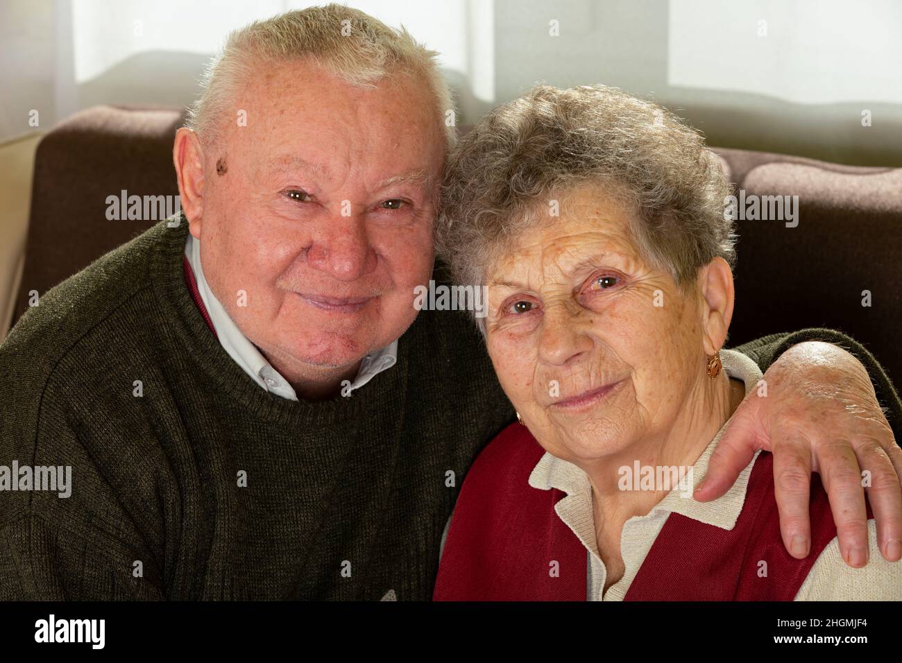 Picture of a joyful and happy elderly couple at home Stock Photo - Alamy
