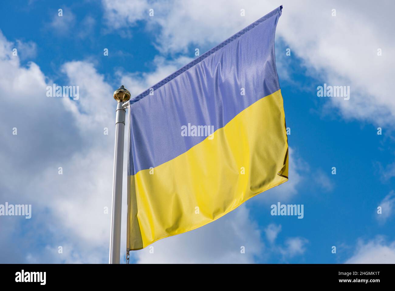 The flag of Ukraine is a banner of two equally sized horizontal bands ...