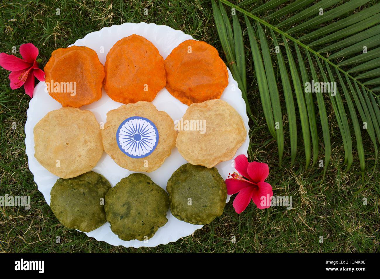 Tirange theme concept of three colours of Puri, Masala orange puri ...