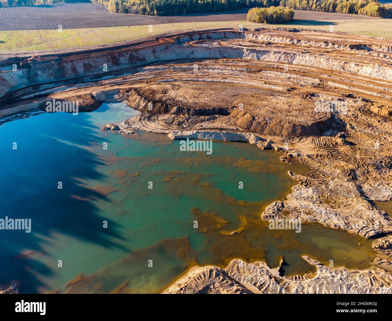The development area of a huge sand pit, aerial view Stock Photo - Alamy