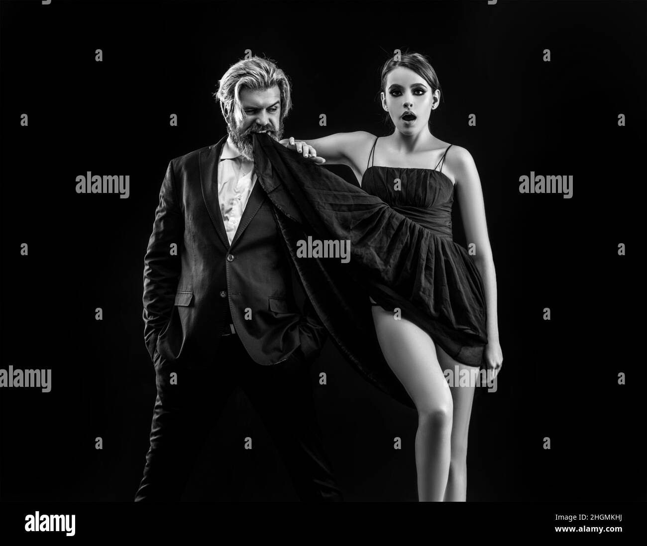 Man in a black suit. Elegant couple love. Luxurious passionate love ...