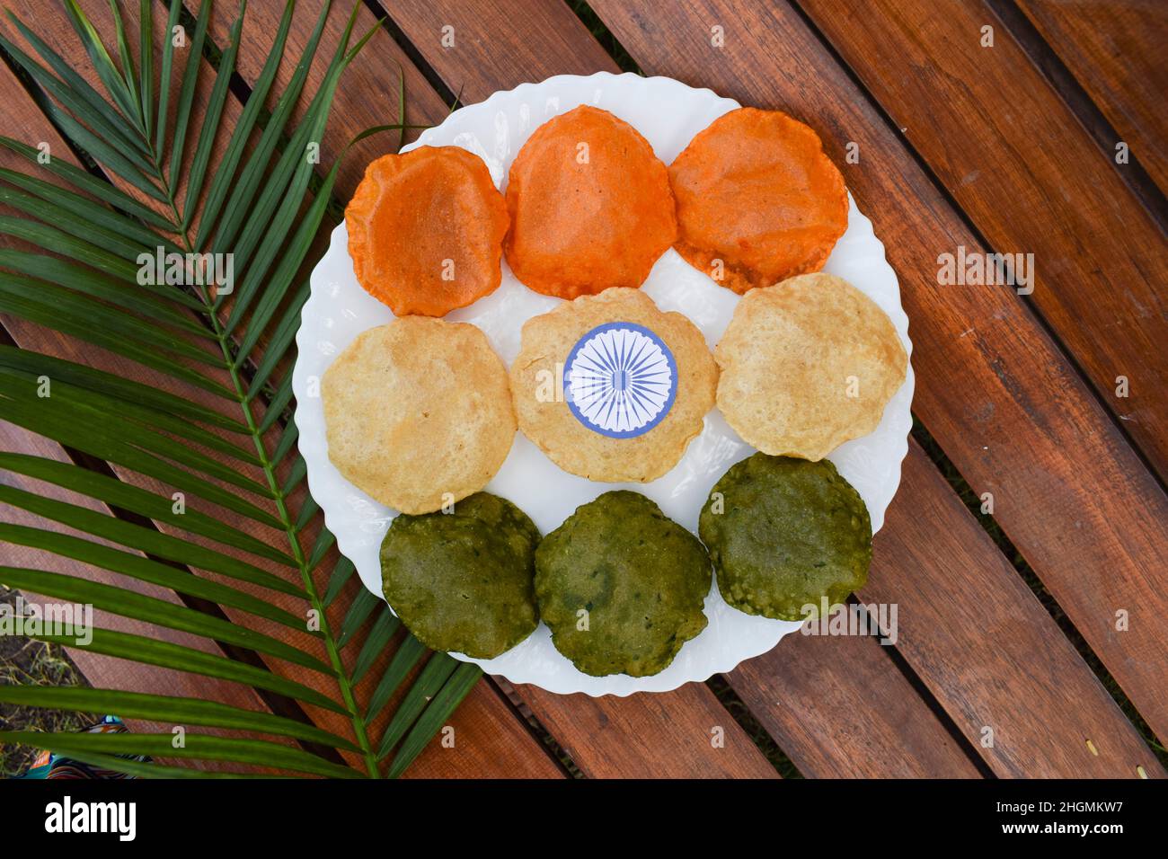 Tirange theme concept of three colours of Puri, Masala orange puri ...