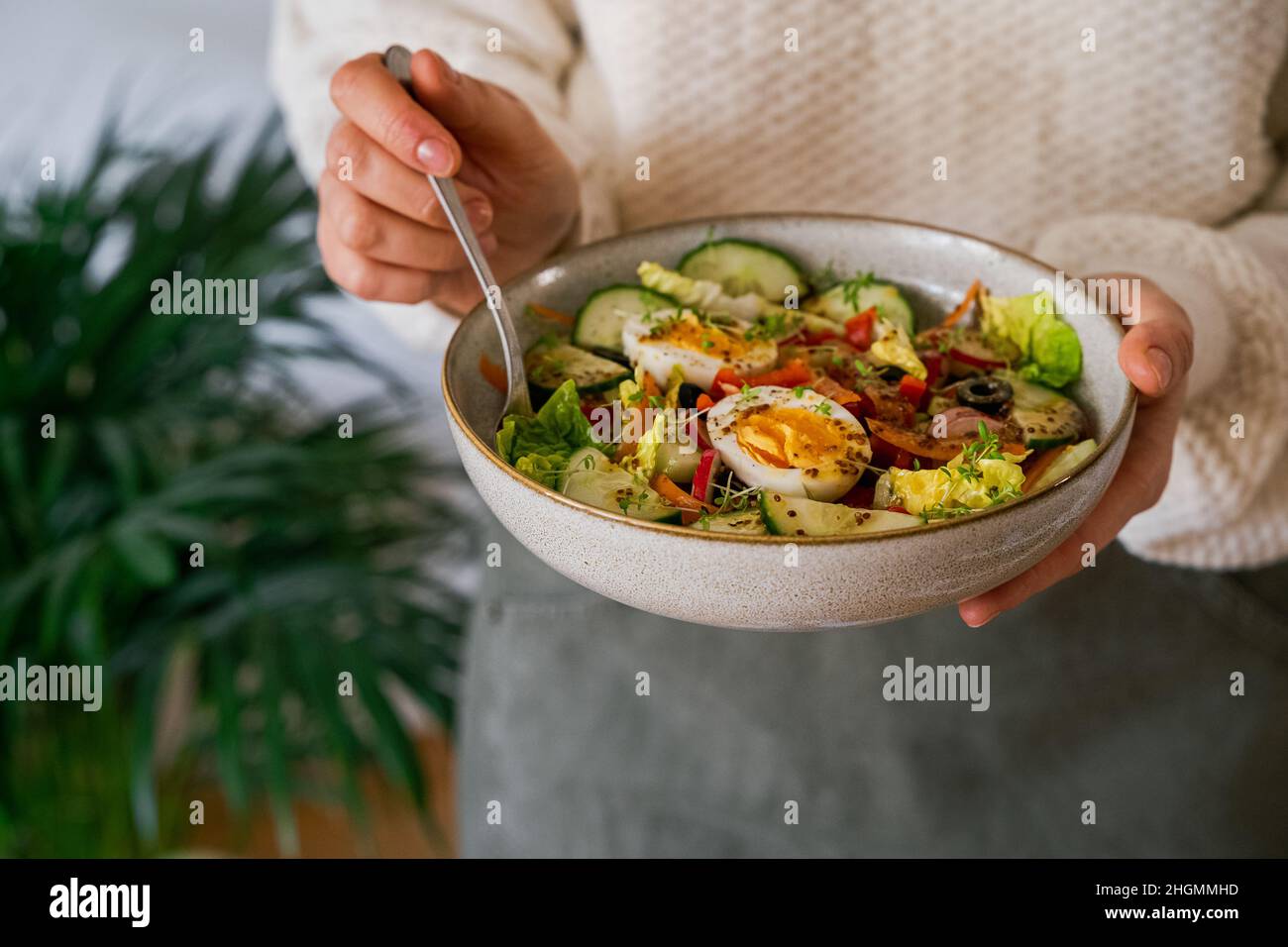 Lady enjoy healthy food home hi-res stock photography and images - Alamy