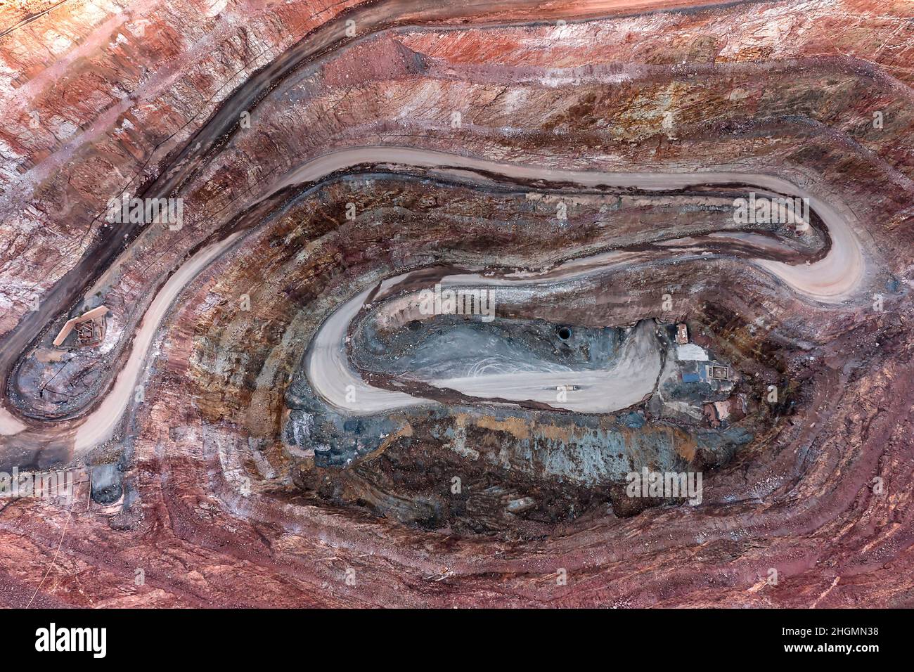 Deep excavated open pit copper ore mine in Cobar town of outback ...