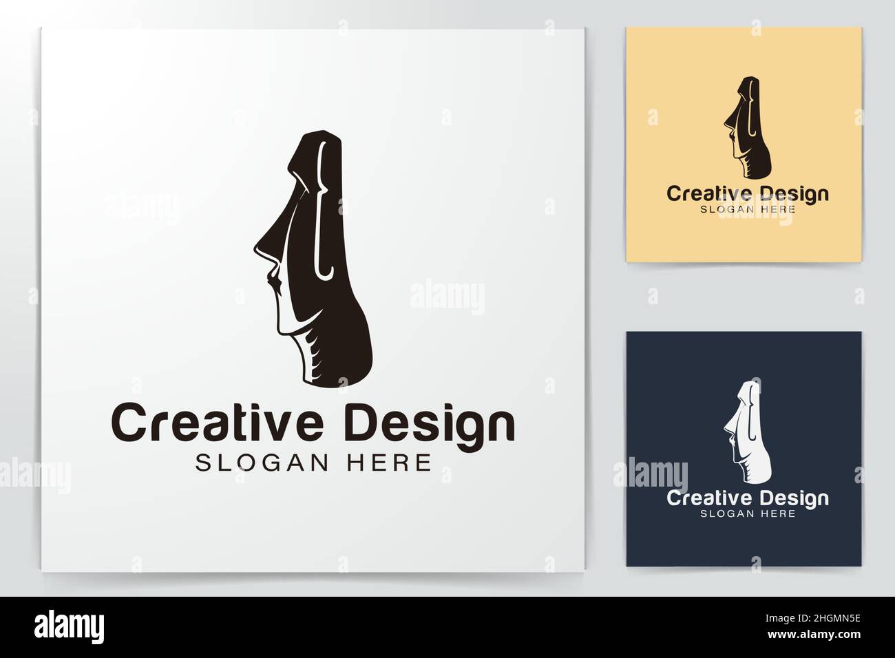 moai stones face logo Ideas. Inspiration logo design. Template Vector ...