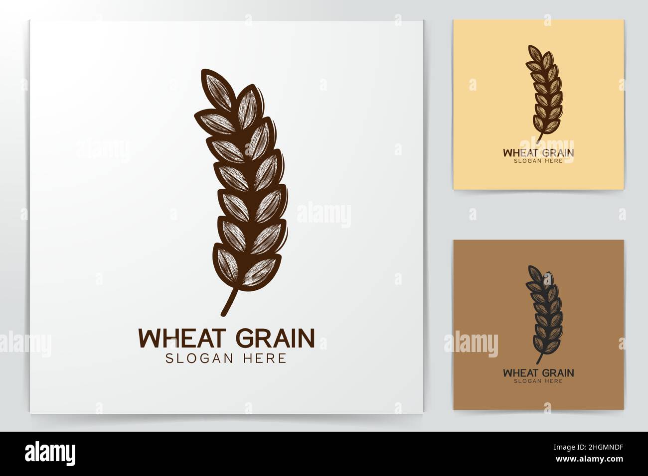 hand drawn wheat grain, agriculture logo Ideas. Inspiration logo design ...