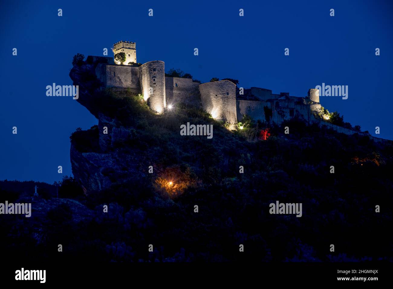 2022, Abruzzo, Italy. Medieval Castle of Roccascalegna. Fortress on top ...