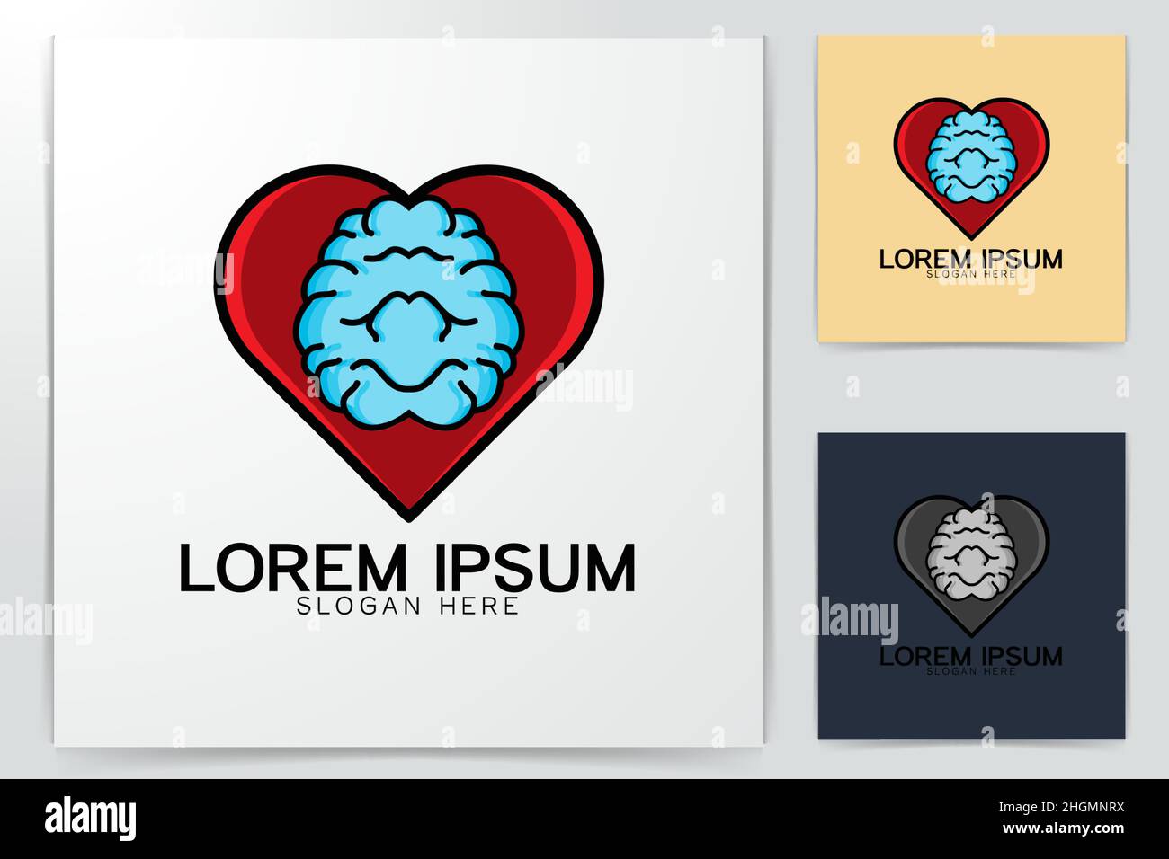 brain love logo Ideas. Inspiration logo design. Template Vector ...
