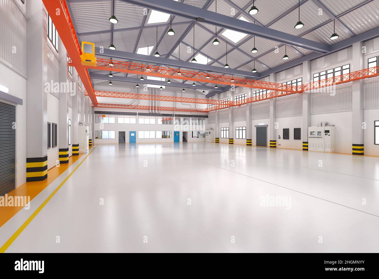 3d rendering empty factory interior or storehouse Stock Photo - Alamy