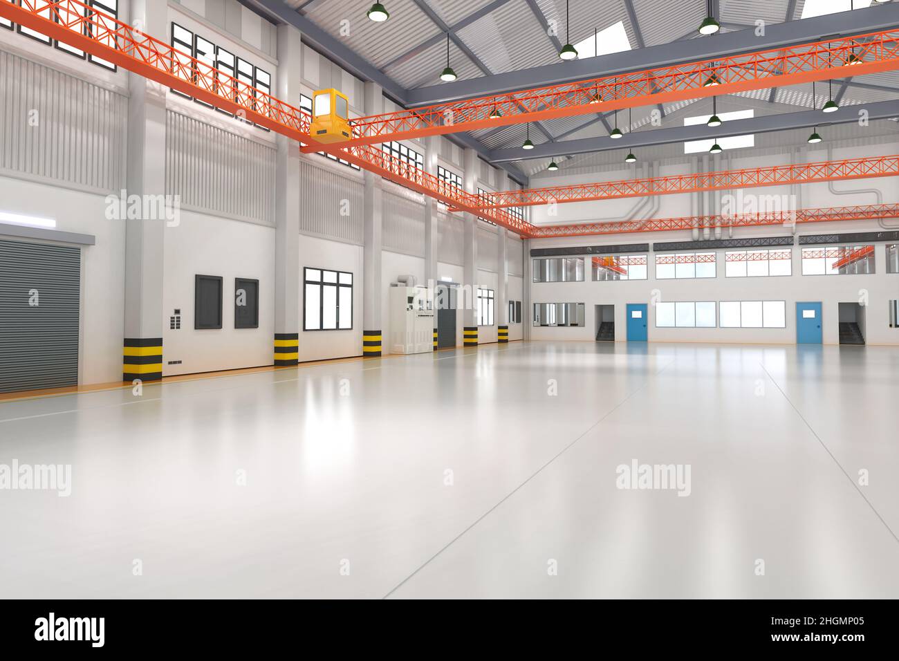 3d rendering empty factory interior or storehouse Stock Photo - Alamy